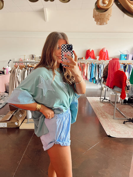 Rolled Up Boxer Short | BLUE | RESTOCK – Coral Boutique